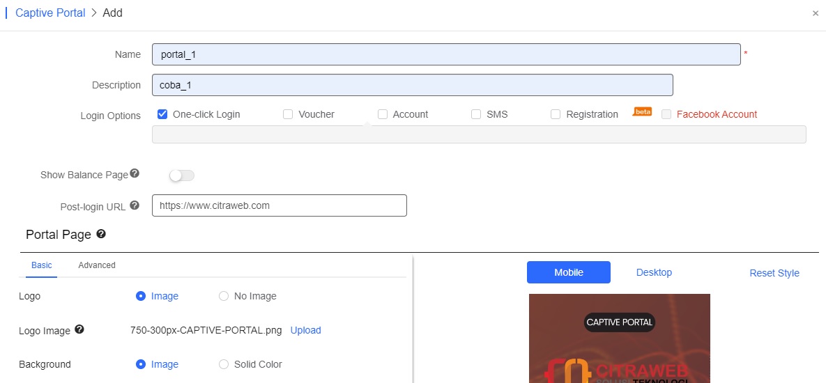 Citraweb.com : Captive Portal Ruijie